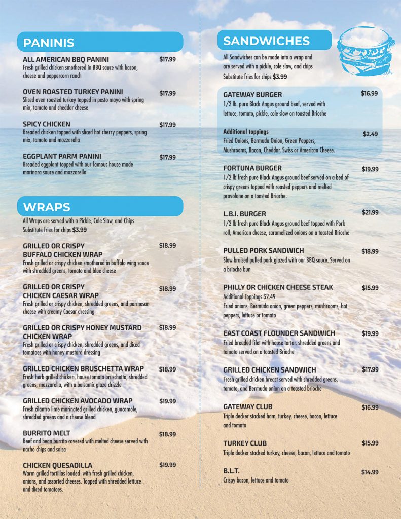 Menu - The Gateway Restaurant & Lounge